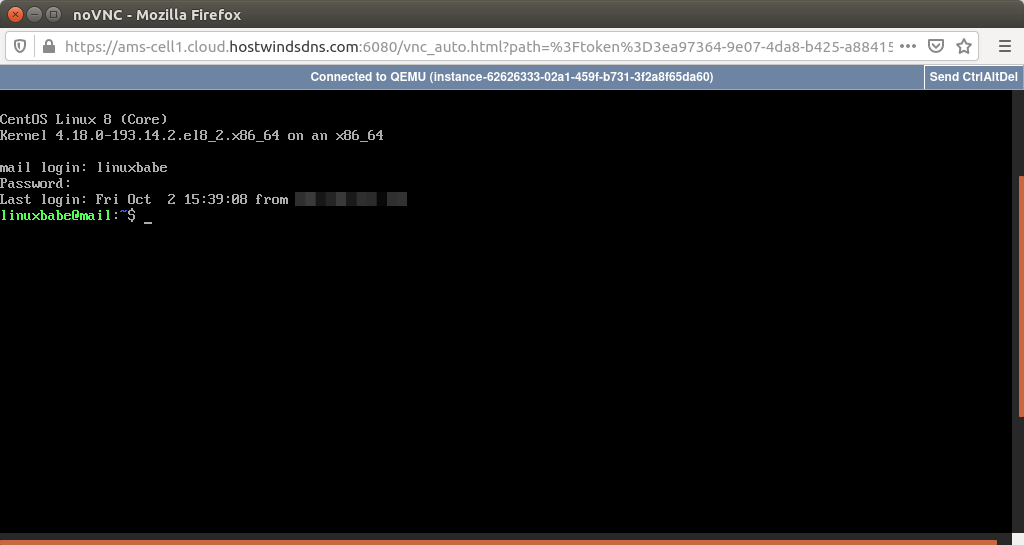 hostwinds vnc console - LinuxBabe