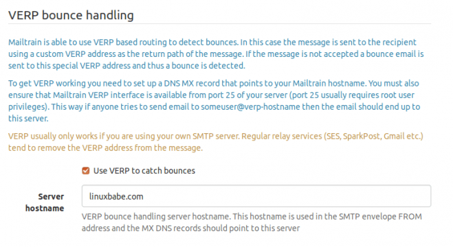 mailtrain verp bounce handling - LinuxBabe